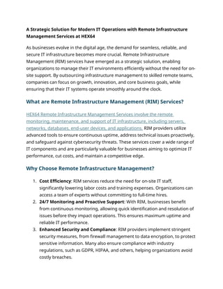 A Strategic Solution for Modern IT Operations with Remote Infrastructure Management Services at ...