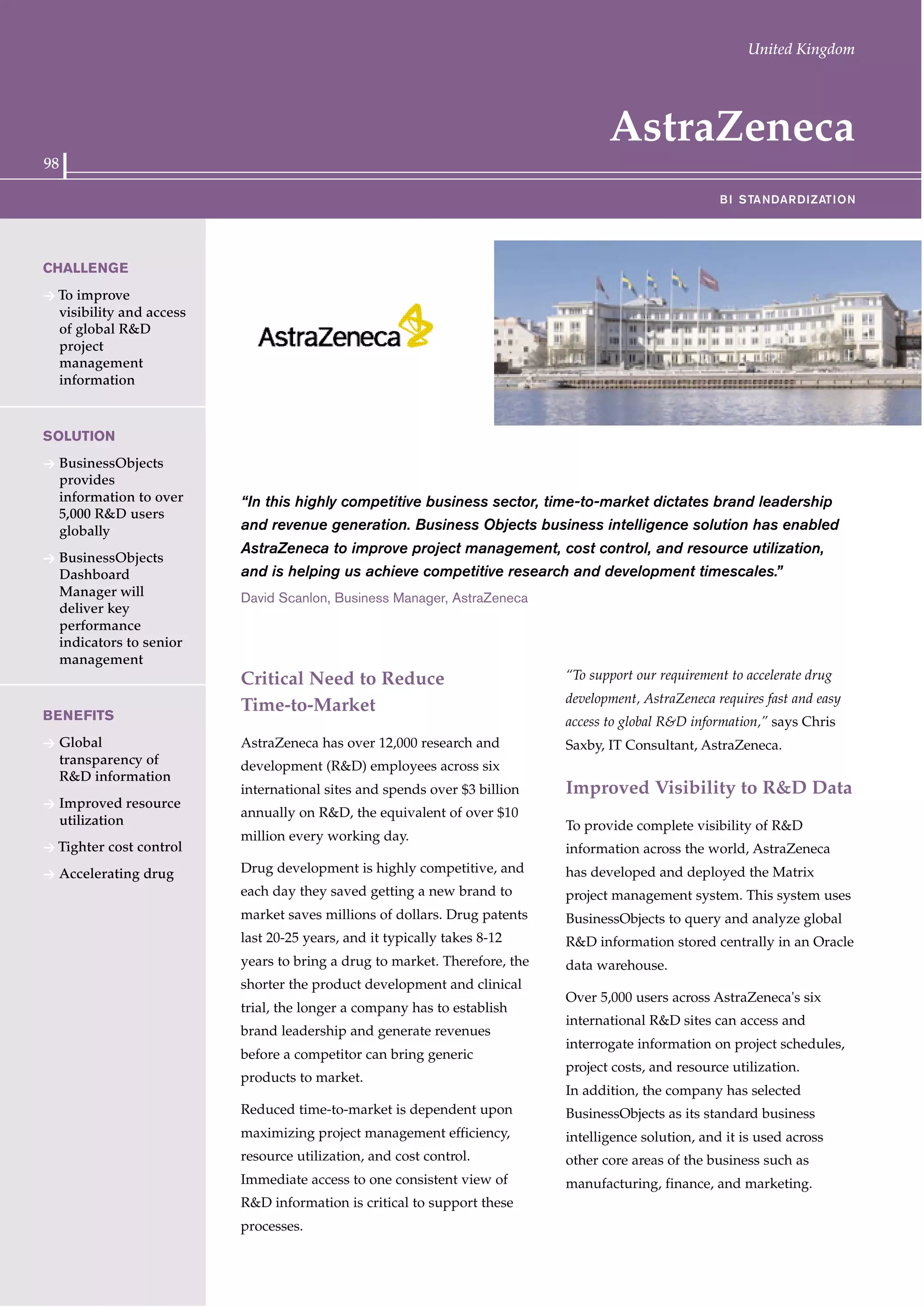 AstraZeneca Business Objects Case Study | PDF
