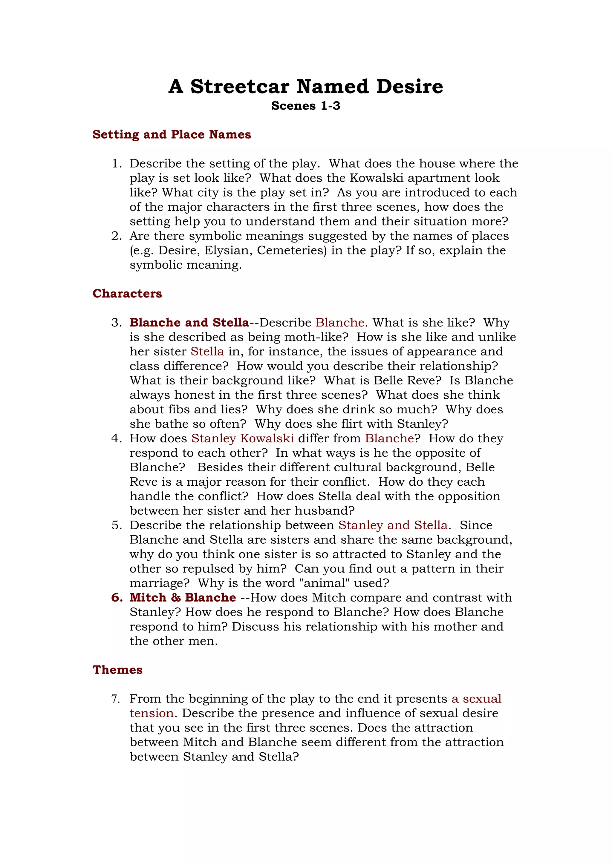 A Streetcar Named Desire scenes 1 3 | PDF | Design | Fine Art