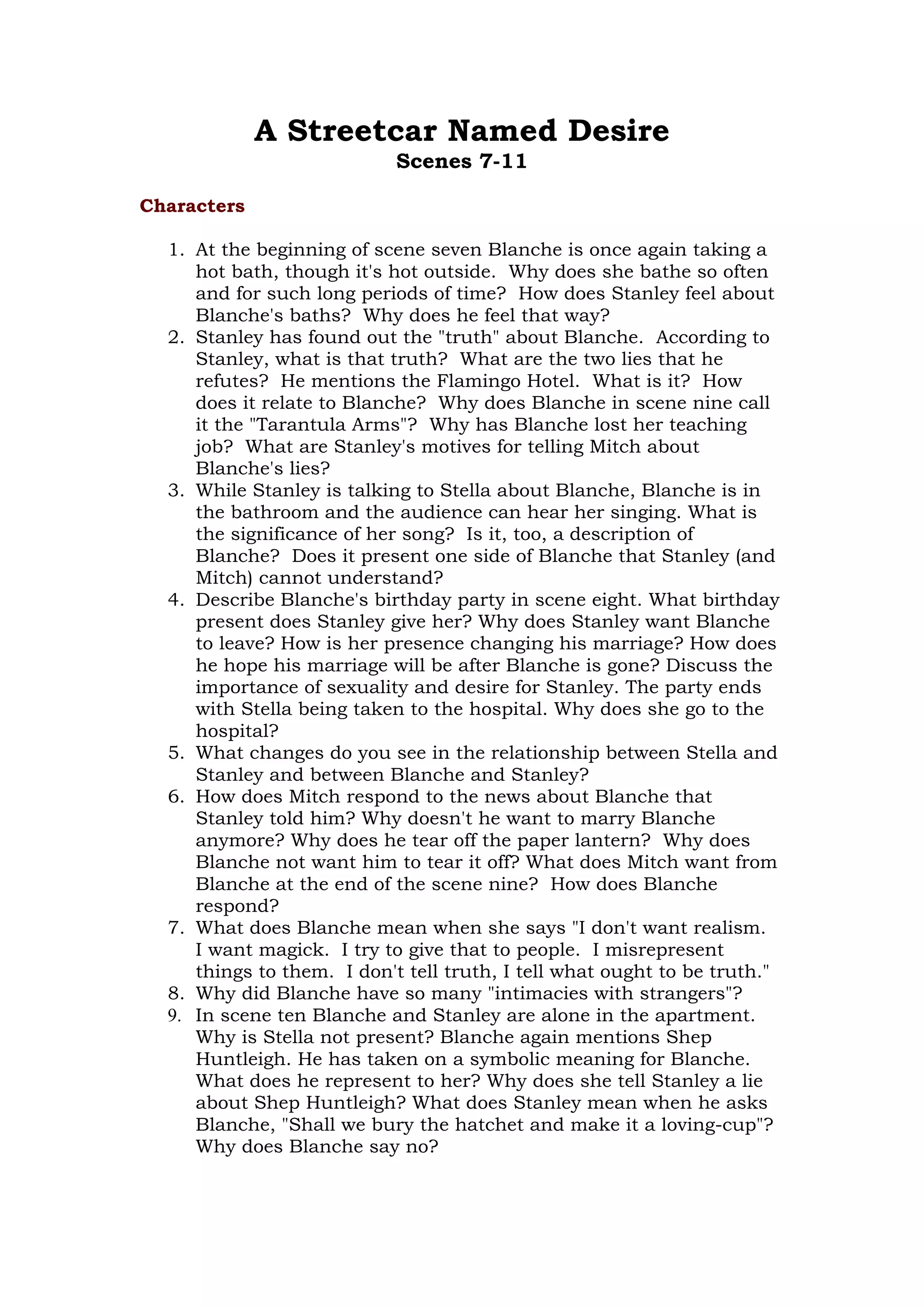 A Streetcar Named Desire scenes 7 11 | PDF | Bath and Shower | Personal ...