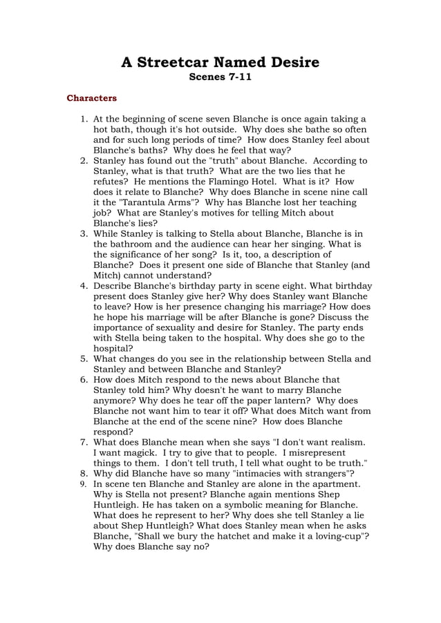 A Streetcar Named Desire scenes 7 11 | PDF