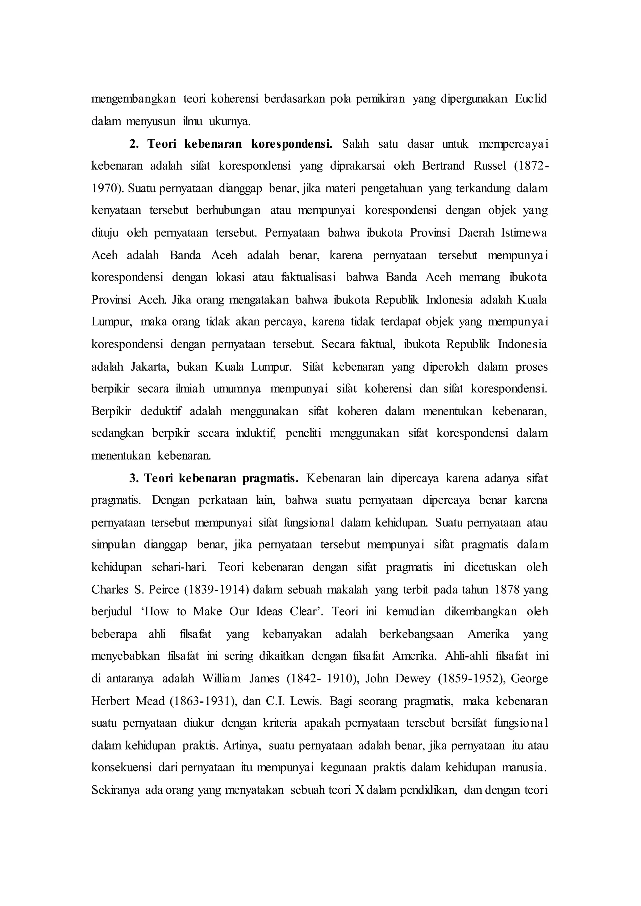 Logika deduktif, induktif dan kebanaran | DOCX