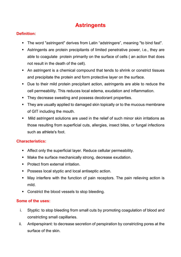 Astringents.pdf biochemistry,. second semester | PDF