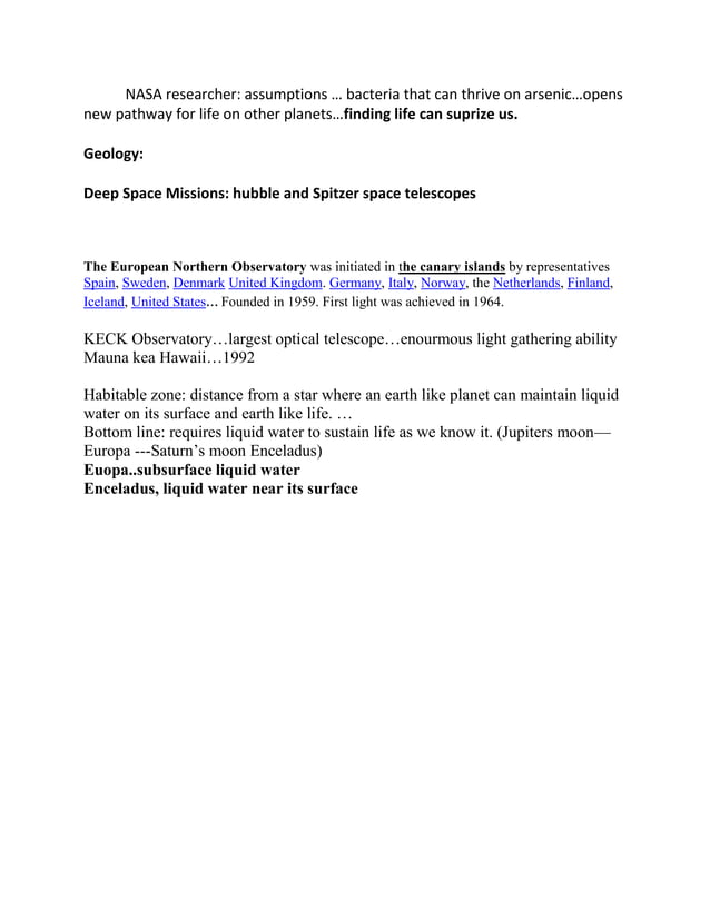 Astrobiology notes | DOCX | Space and Astronomy | Science