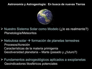 Astrogeología: En busca de nuevas Tierras | PPT