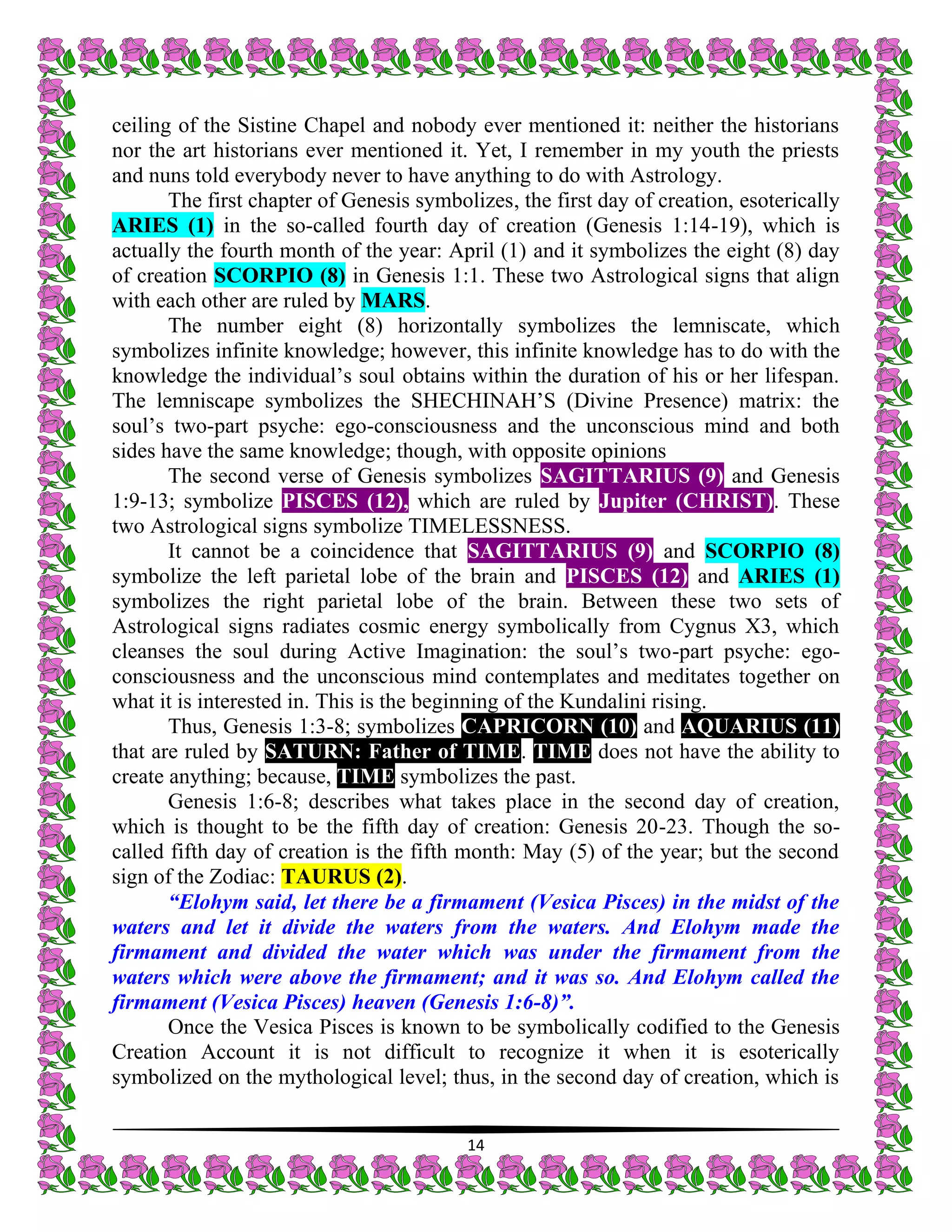 Astrology symbolized esoterically throughout the genesis creation ...