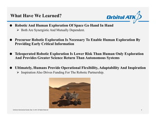 Astronauts and Robots 2015: Frank Culbertson, Orbital ATK | PPT