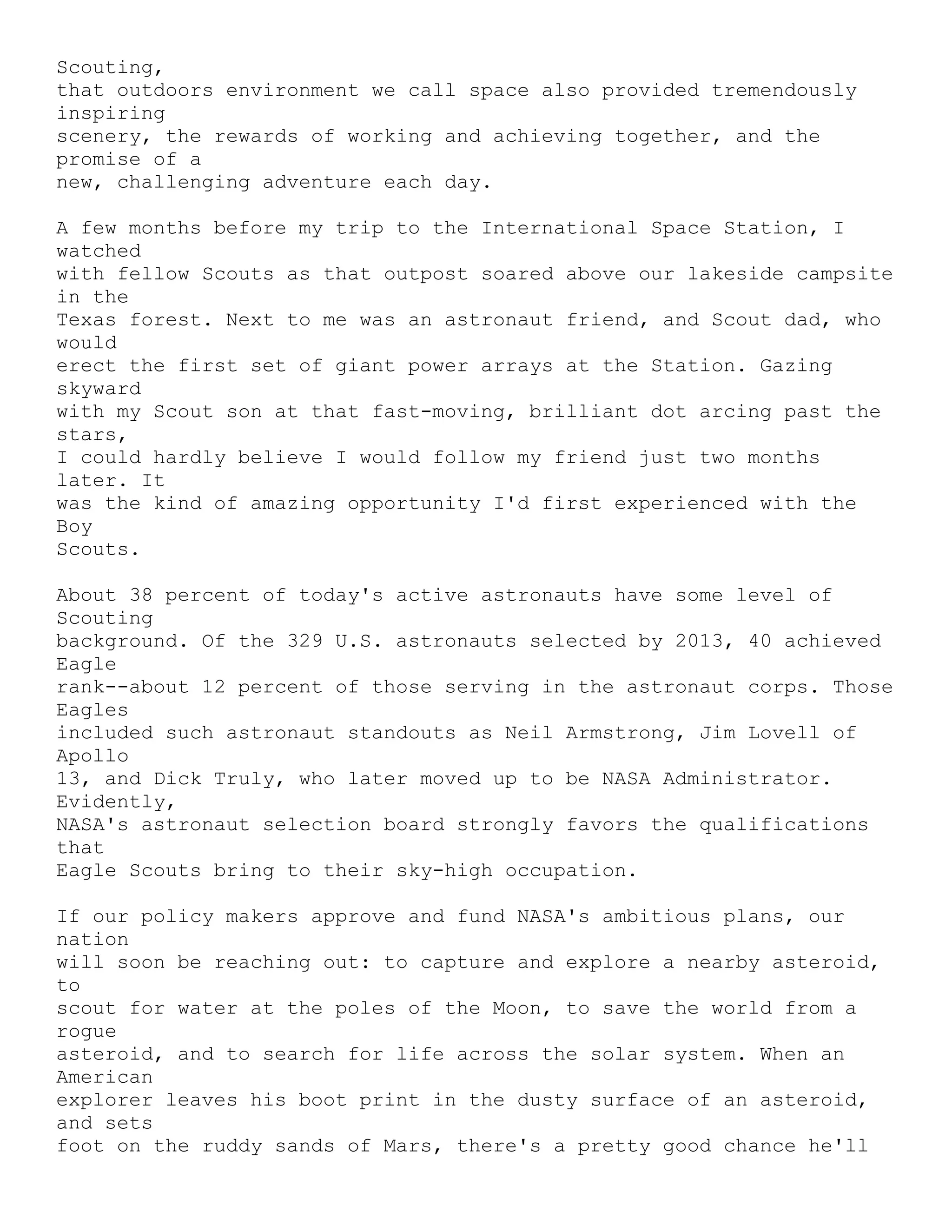 Astronaut Tom Jones Distinguished Eagle Scout Award Comments | DOC