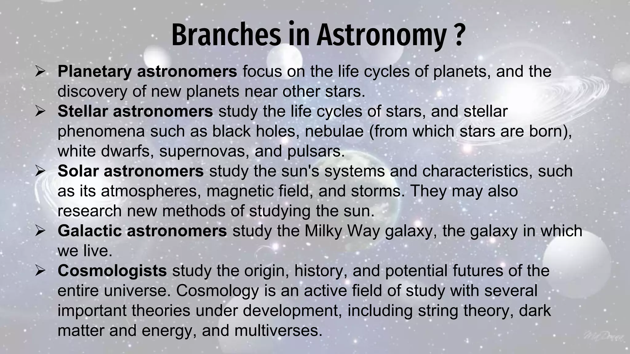 Start to end career path in Astronomy. | PPT