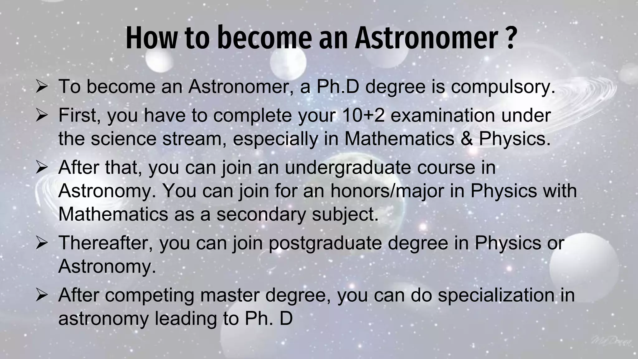 Start to end career path in Astronomy. | PPTX