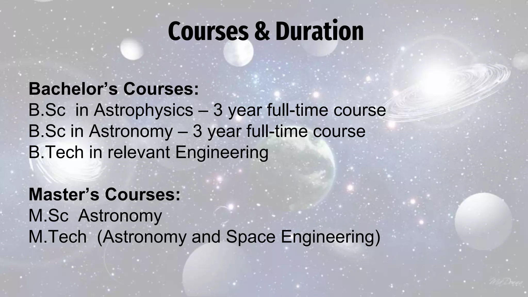 Start to end career path in Astronomy. | PPT