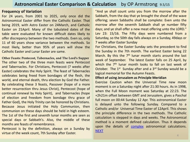 Astronomical and Catholic Easter Comparison and Calculation | PPT