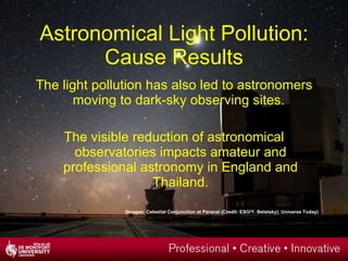 Astronomical light pollution and Legislation | PPT