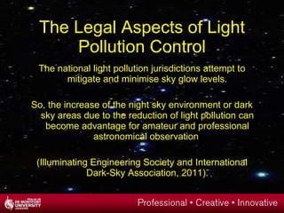 Astronomical light pollution and Legislation | PPT