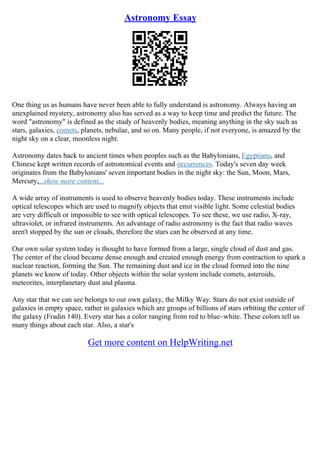 Astronomy Essay Topics | PDF