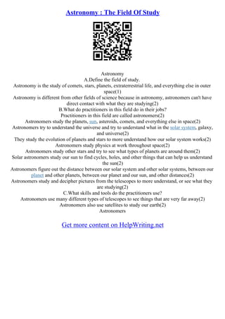 Astronomy Essay Topics | PDF
