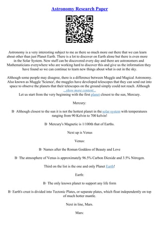 Astronomy Essay Topics | PDF