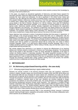 ASTRONOMY IN EDUCATION SIMULATING SPACE RESEARCH EXPERIMENT IN THE CLASSROOM BY WRITING COMPUTER ...