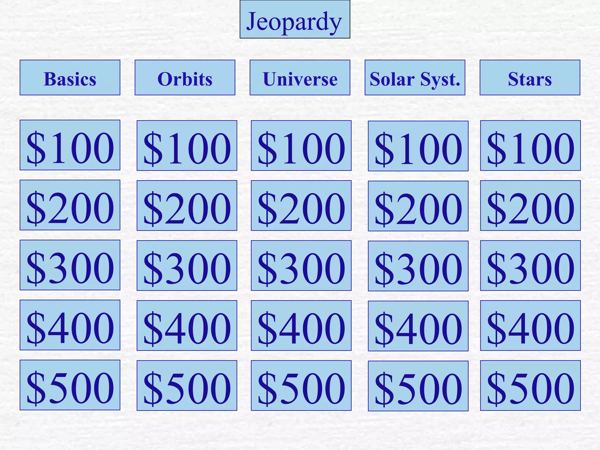 Astronomy jeopardy | PPT