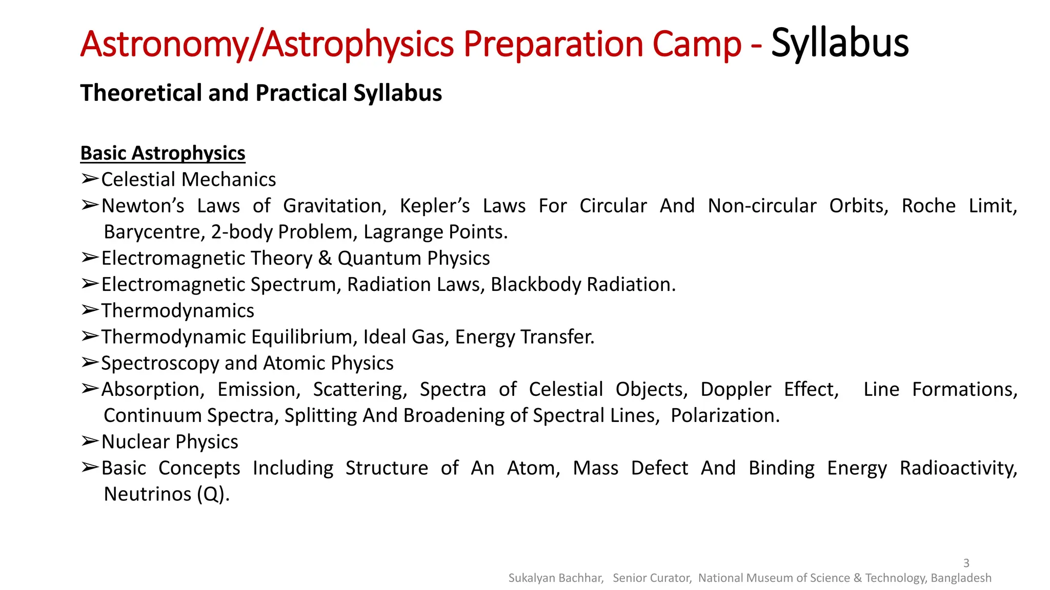 Astronomy or Astrophysics Olympiad Revision Guide | PPT