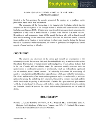 A STRUCTURAL ANALYSIS OF FOLKTALES A MEANS TO AN END | PDF