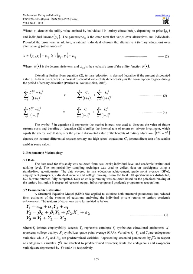 A structural equation model of tertiary academic achievement | PDF