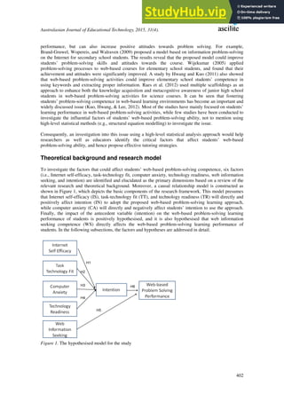 A Structural Equation Model To Analyse The Antecedents To Students Web-Based Problem-Solving ...