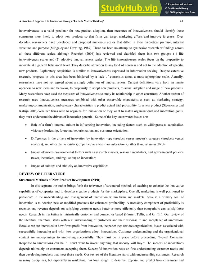 A Structured Approach To Innovation Through La Salle Matrix Thinking | PDF | Business | Business ...