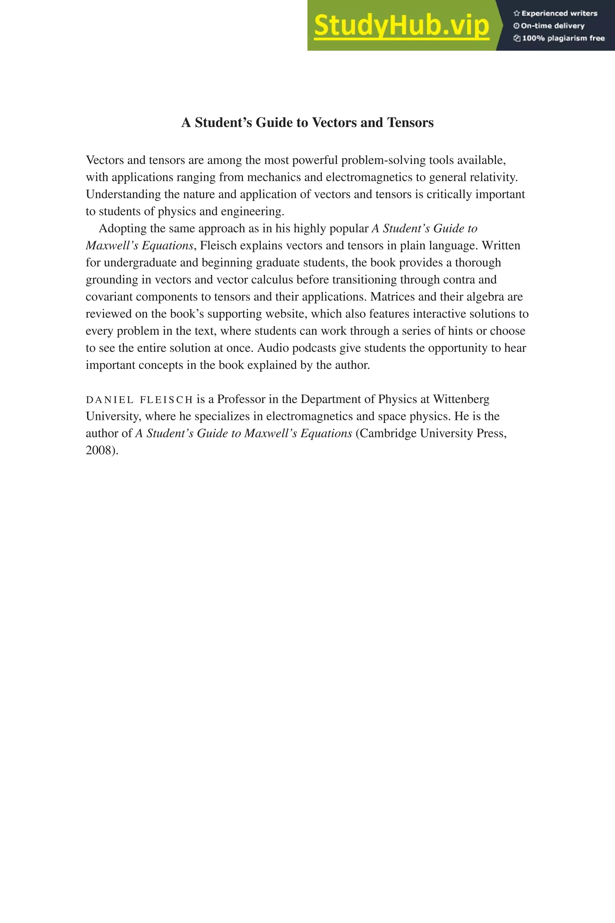 A Students Guide To Vectors And Tensors | PDF