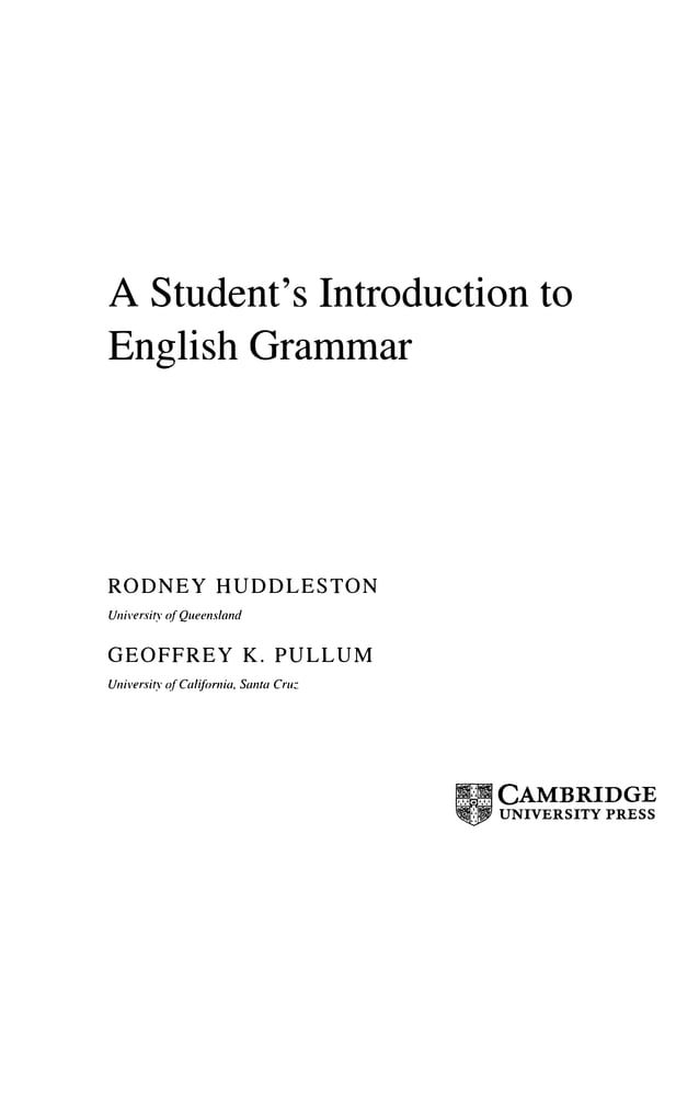 A Student's Introduction To English Grammar by Huddleston Rodney ...