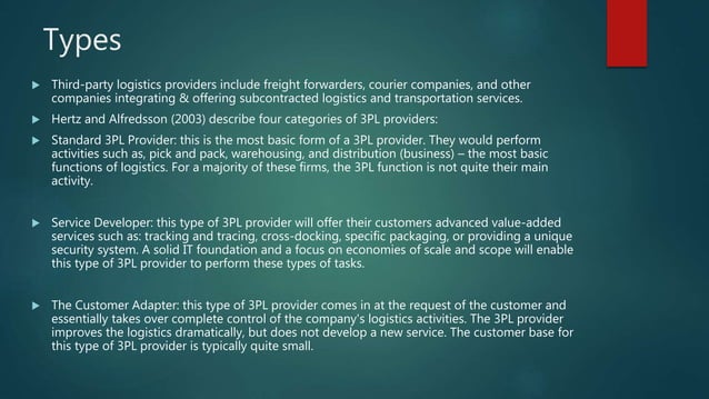 A study about 3rd party logistics | PPT