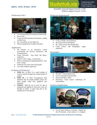 A Study And Future Of 3D Internet | PDF