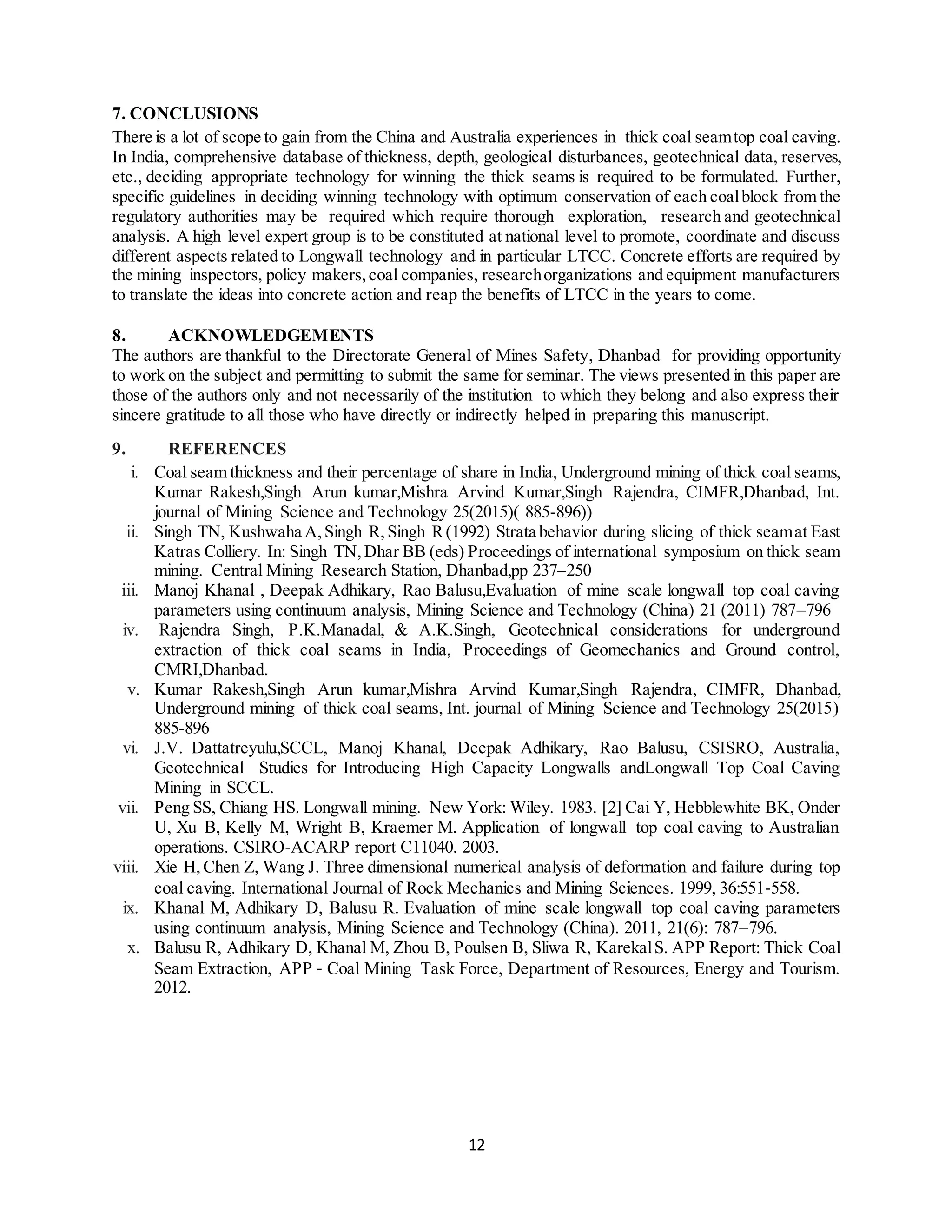 A study into the feasibility of application of longwall top coal caving ...