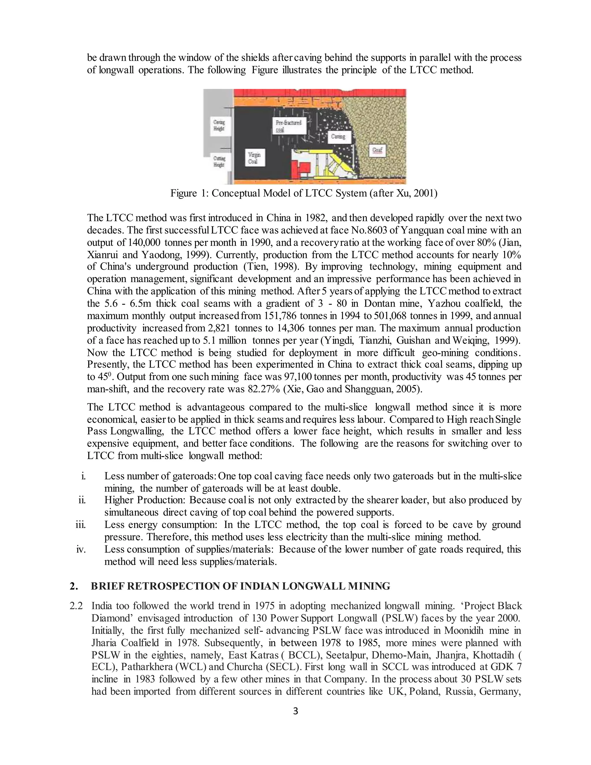 A study into the feasibility of application of longwall top coal caving (ltcc) method in indian ...