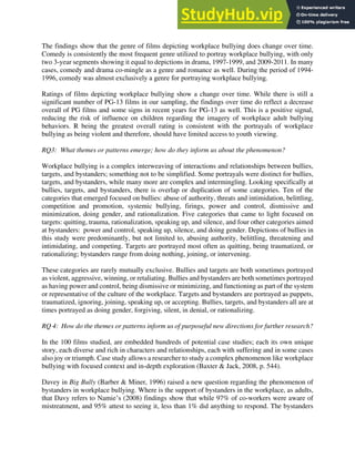 A Study Investigating Depictions Of Workplace Bullying In Hollywood Films | PDF