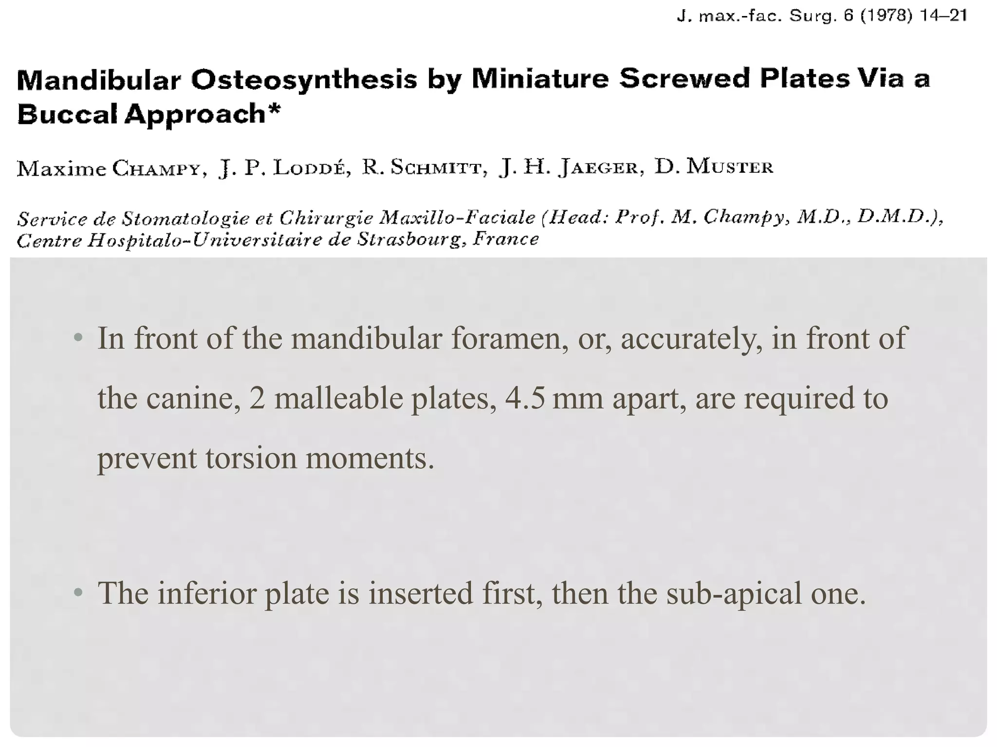 A study of 2 bone plating methods for fractures of mandibular symphysis ...