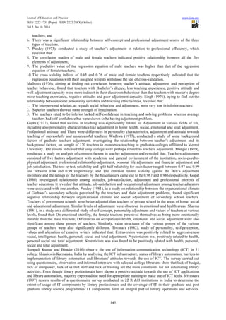 A study of adjustment level among secondary school teachers in kashmir ...