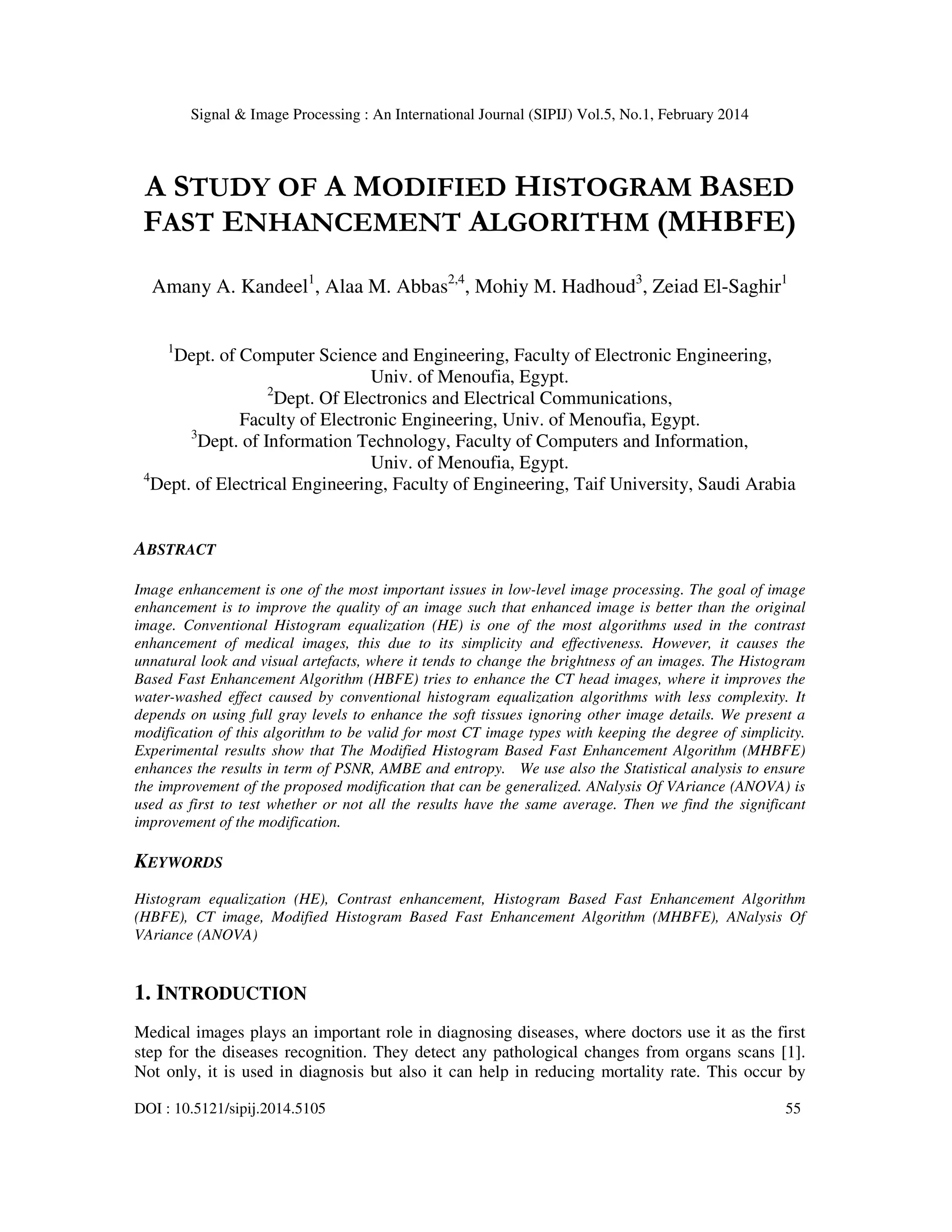 A study of a modified histogram based fast enhancement algorithm (mhbfe) | PDF