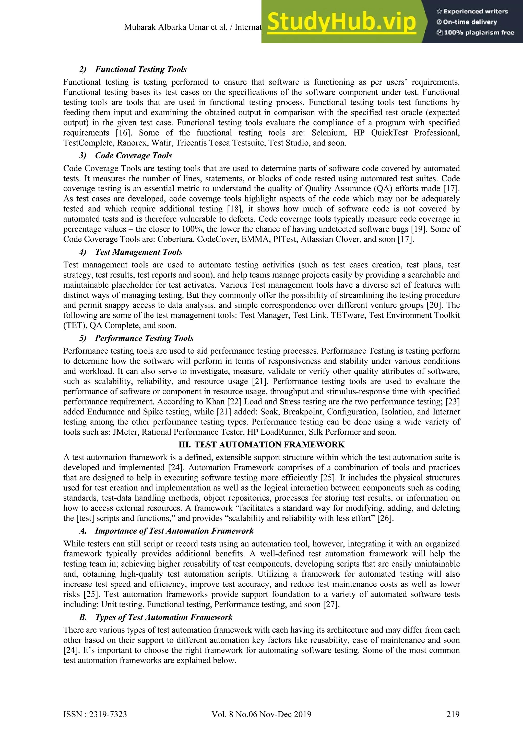 A Study Of Automated Software Testing Automation Tools And Frameworks | PDF