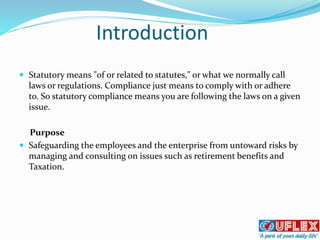 A study of awareness of statutory compliance ,ppt | PPT