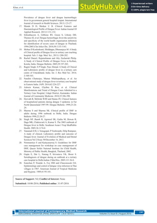 A Study Of Clinical And Laboratory Profile Of Dengue Fever In A | PDF