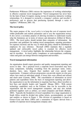 A Study Of Corporate Travel Management In Selected South African ...