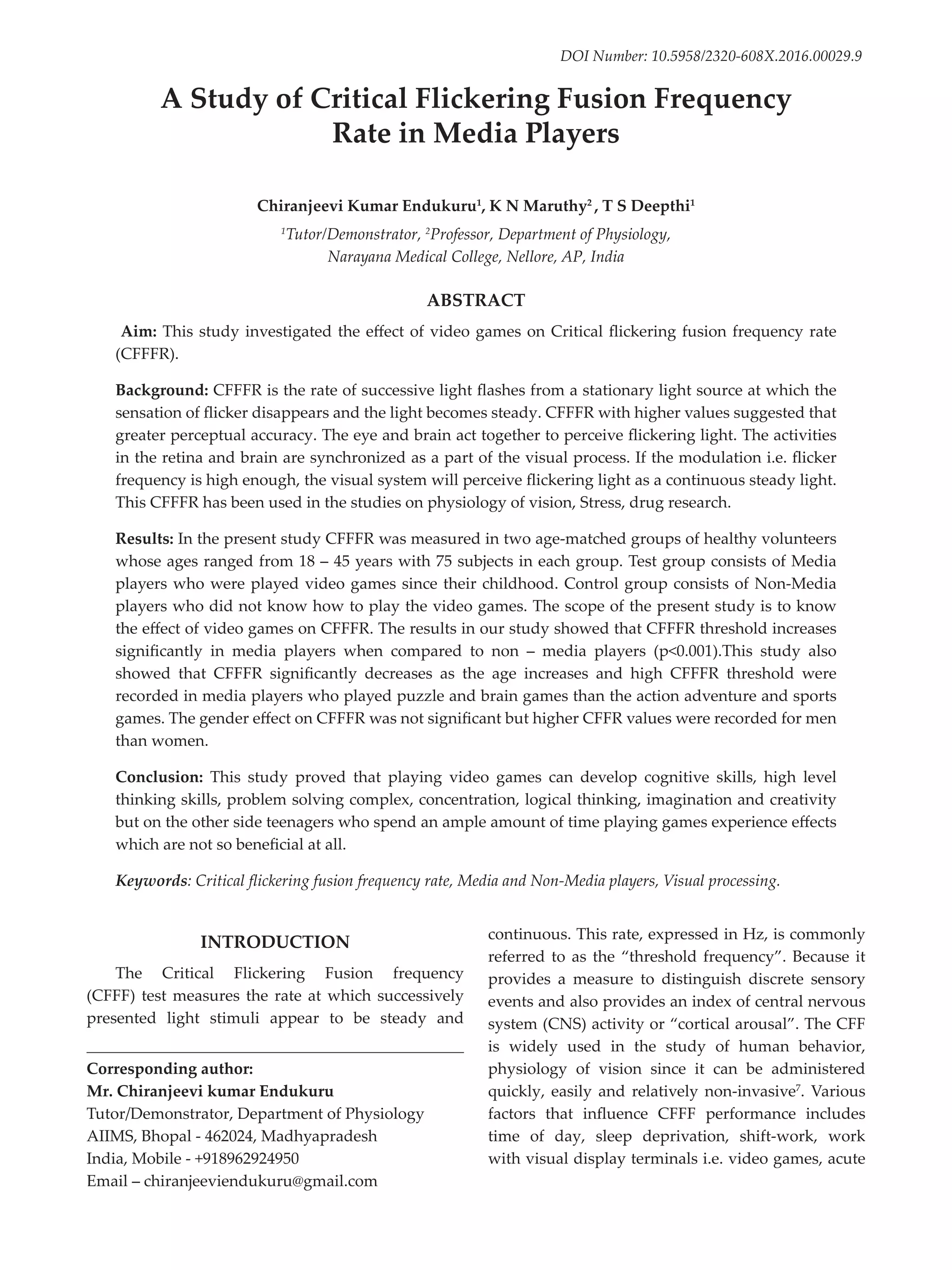 A study of critical flickering fusion frequency rate in media players | PDF