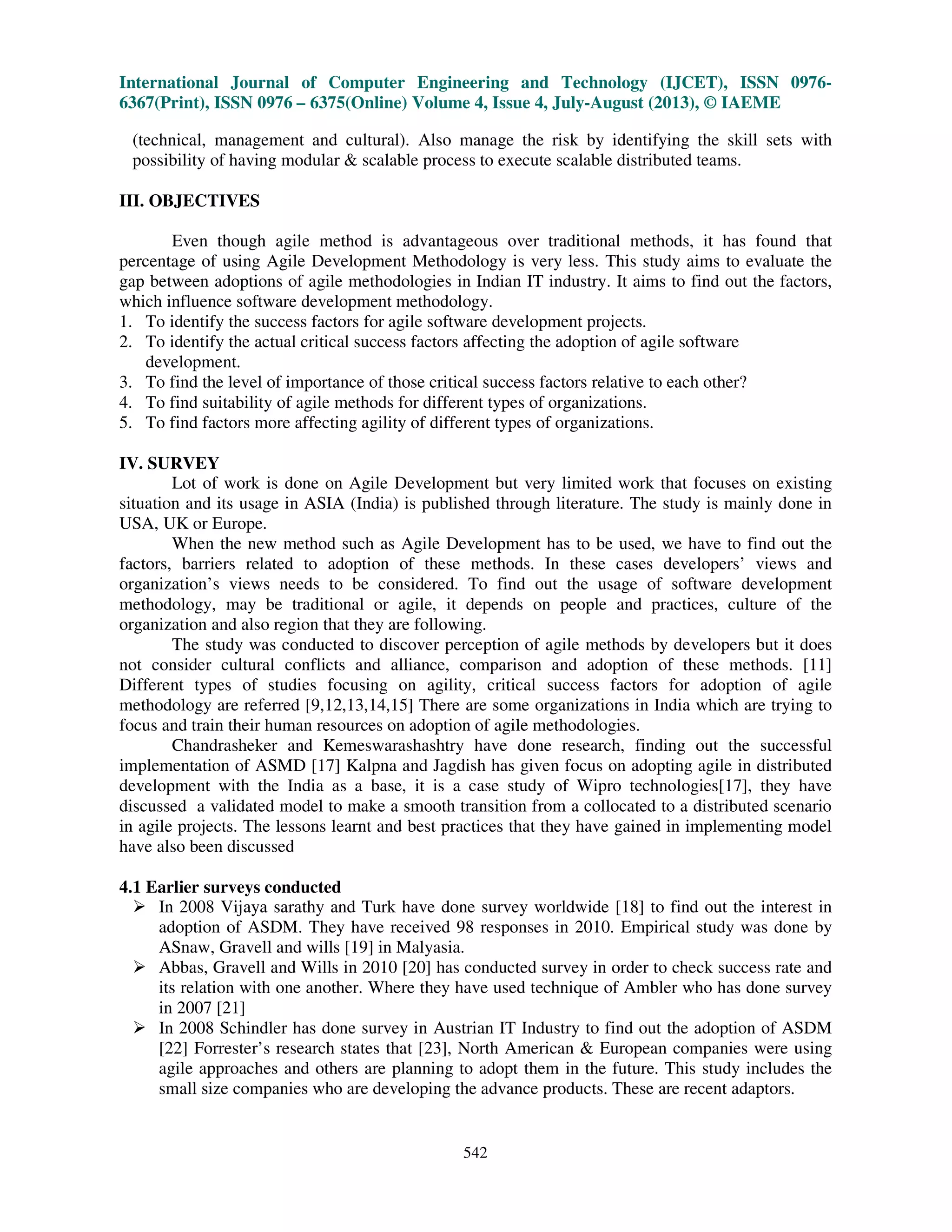 A study of critical success factors for adaption of agile methodology | PDF