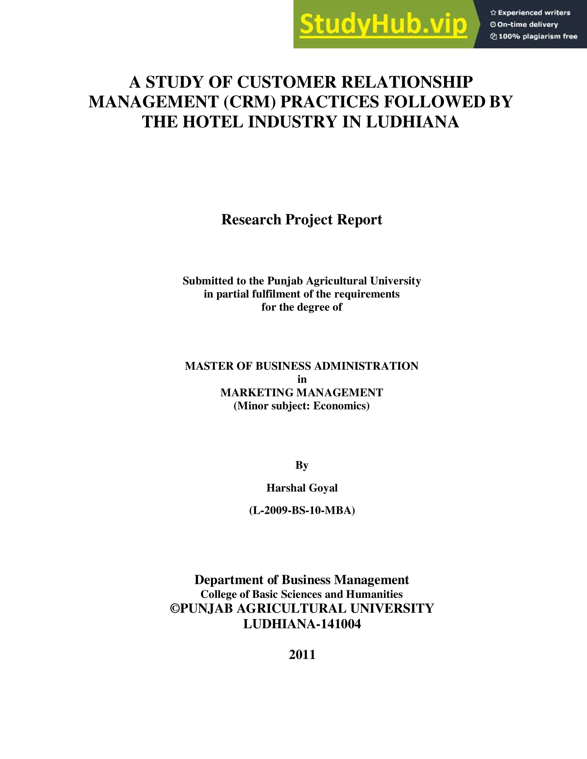 A Study Of Customer Relationship Management (CRM) Practices Followed By ...