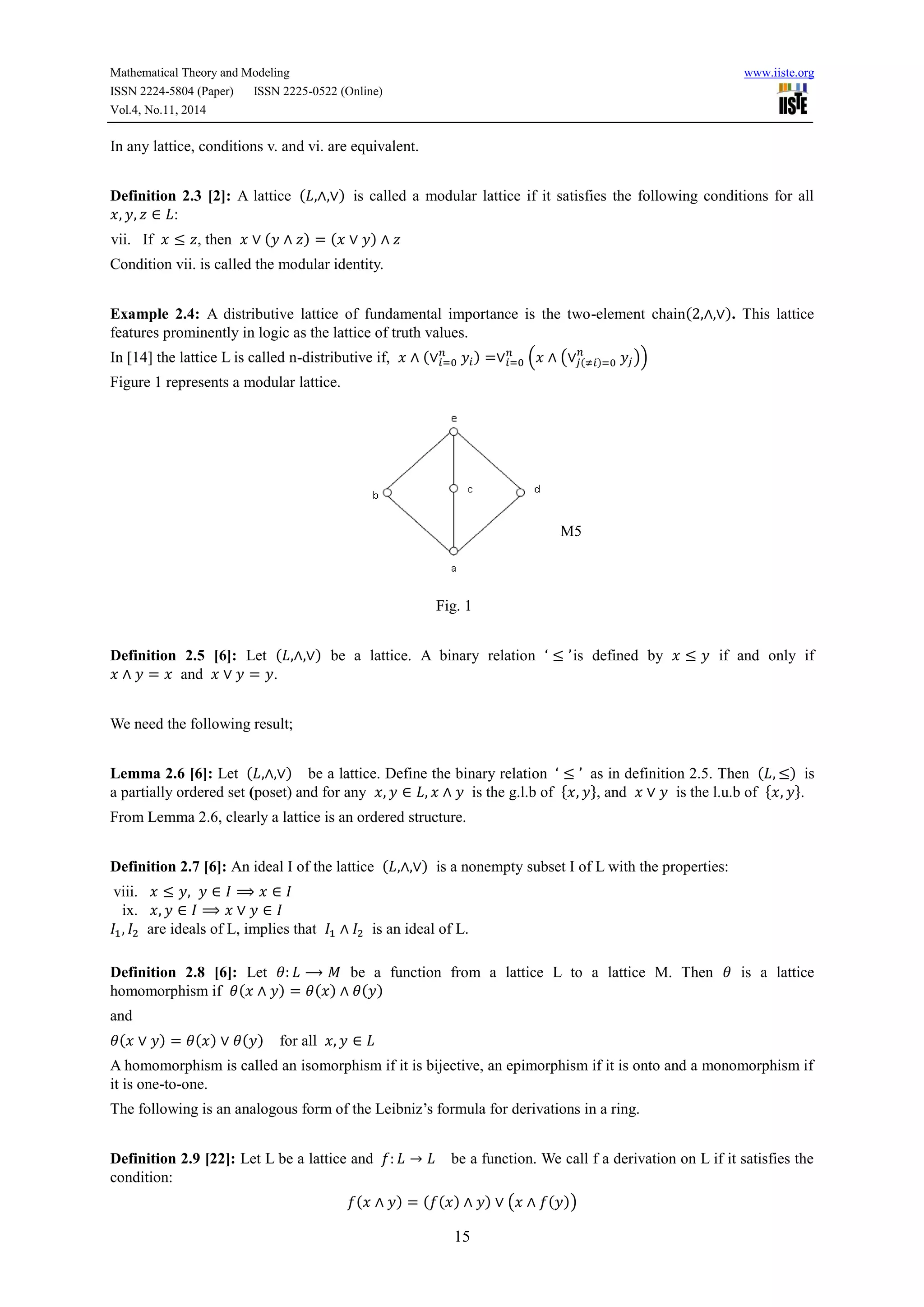 A study of derivations on lattices | PDF