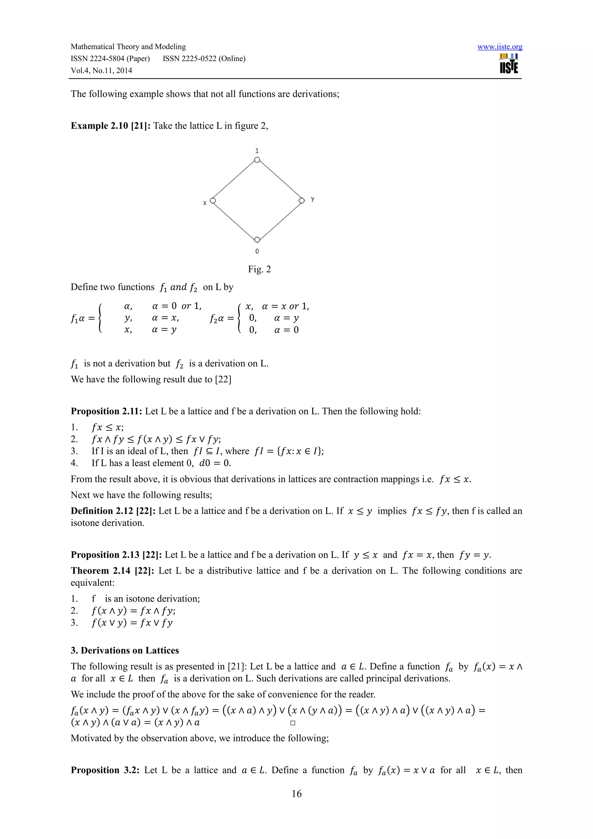 A study of derivations on lattices | PDF