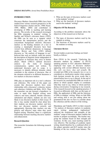 A Study Of Discourse Markers In EFL Students On Argumentative Text | PDF
