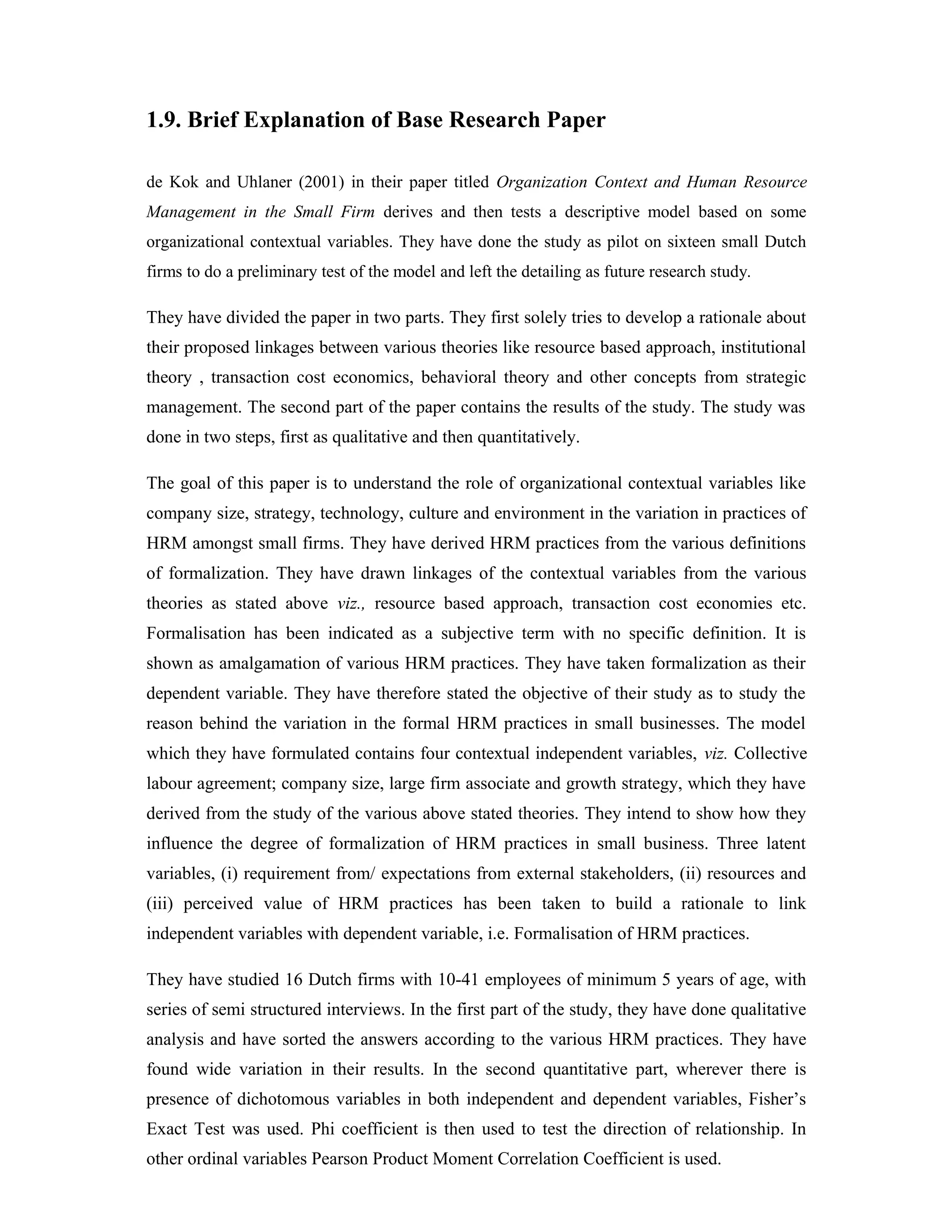 A study of formalisation of human resource management practices in msme ...