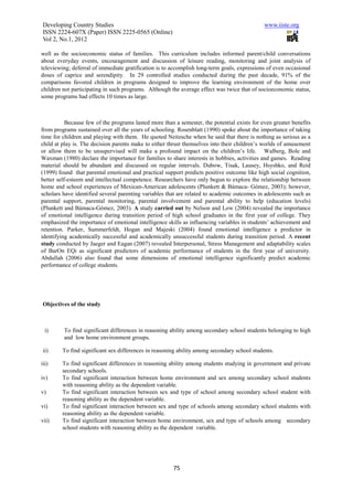 A study of home environment and reasoning ability among secondary ...